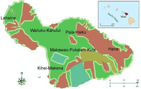 Maui Map - Federal, State, County, Private and Hawaiian Homelands Districts